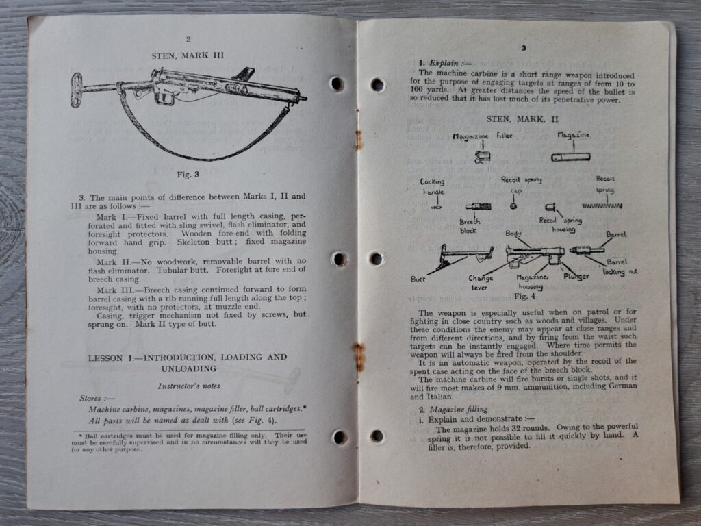 Small Arms Training No22 – Sten Machine Carbine – 1942 – FYC militaria